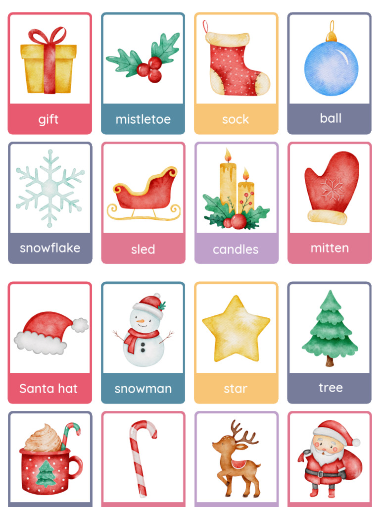 Colorful Fun Christmas Flashcards | PDF