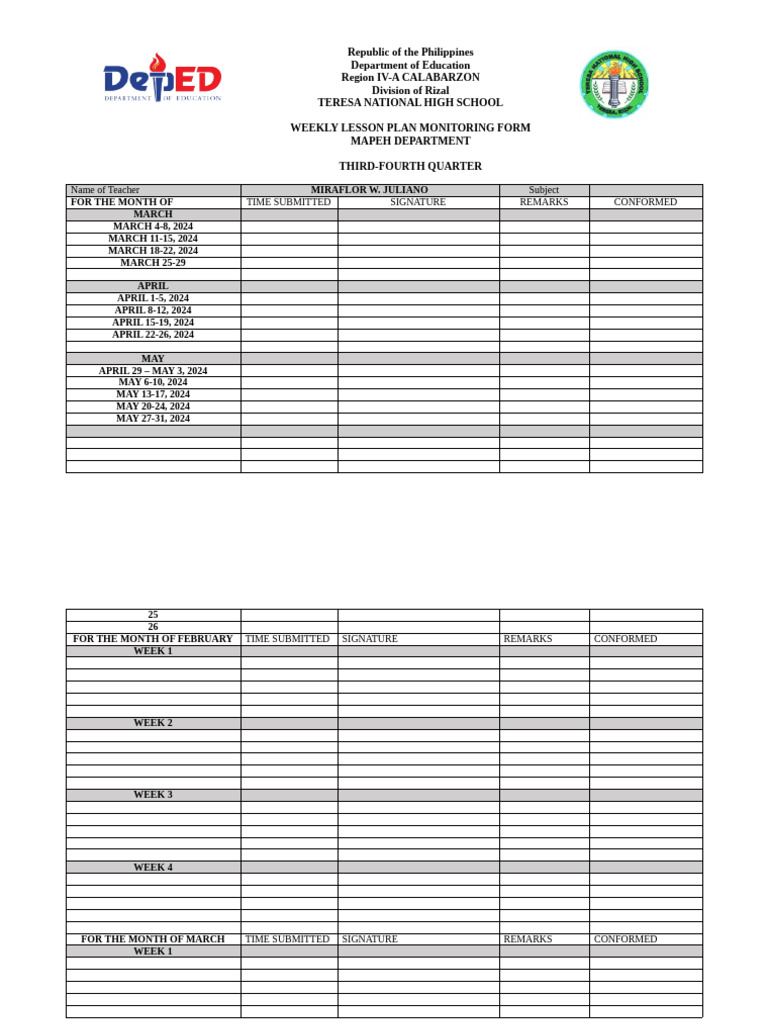 DLL Template | PDF
