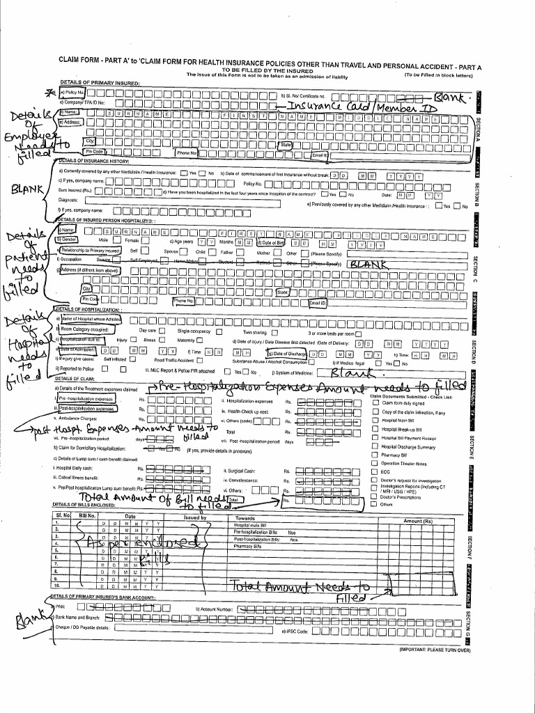 Claim Form Part a Sample | PDF