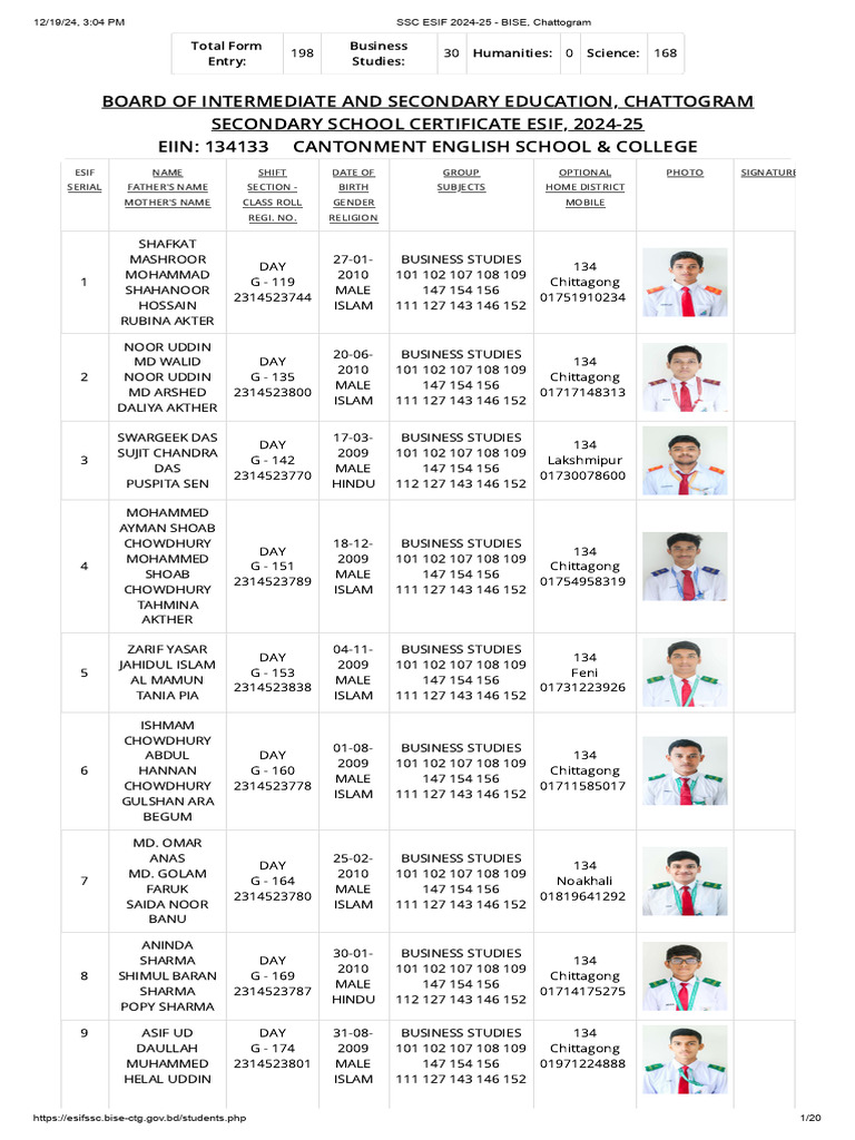 SSC eSIF (Registration) List-2026 | PDF | Bangladesh