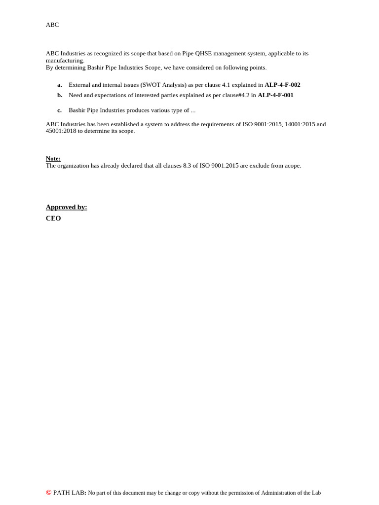 003 Scope of Orginization | PDF