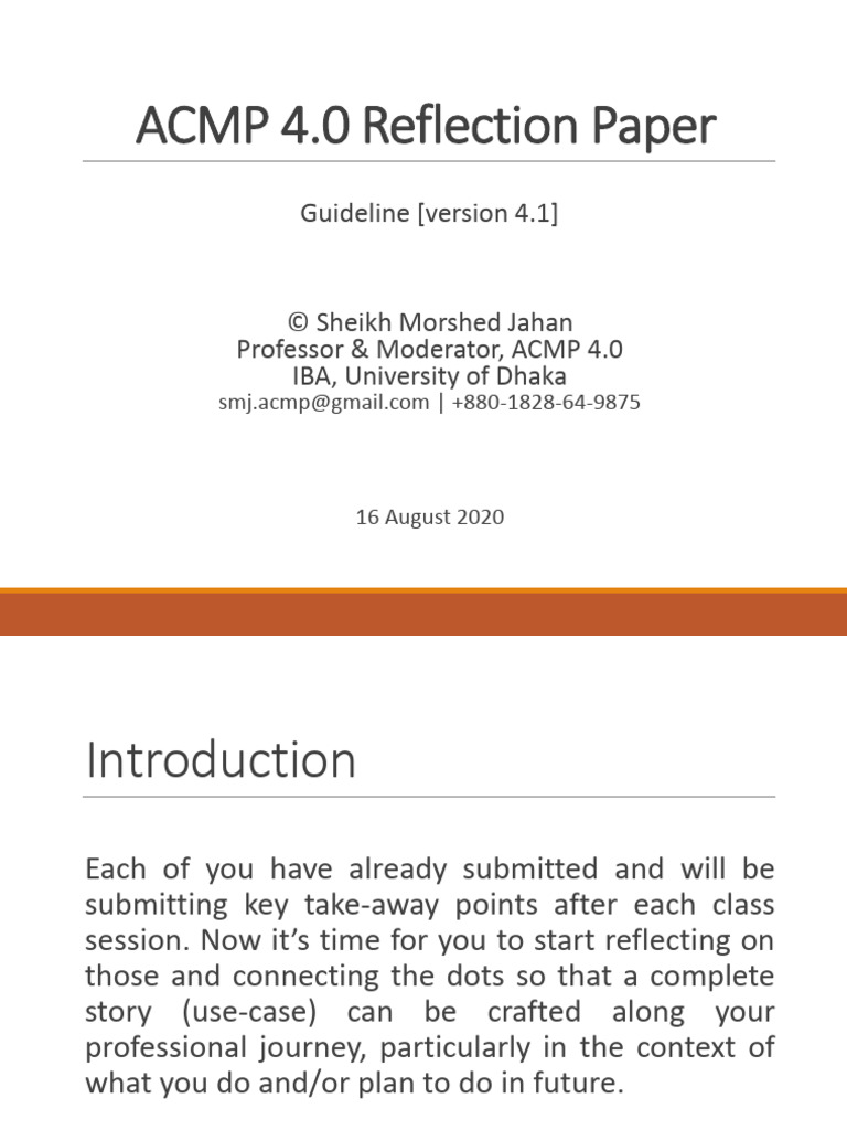 ACMP 4.0 Reflection Paper Guide | PDF | Knowledge | Cognition