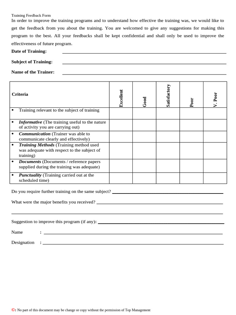 013 Training Feedback Form | PDF