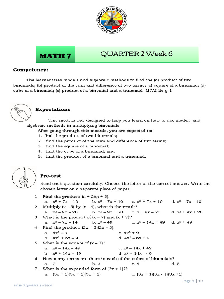 Math-7-Qtr-2-Week-6 | PDF | Polynomial | Abstract Algebra