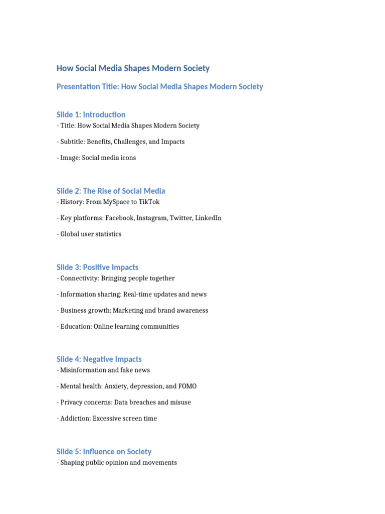 How Social Media Shapes Modern Society | PDF