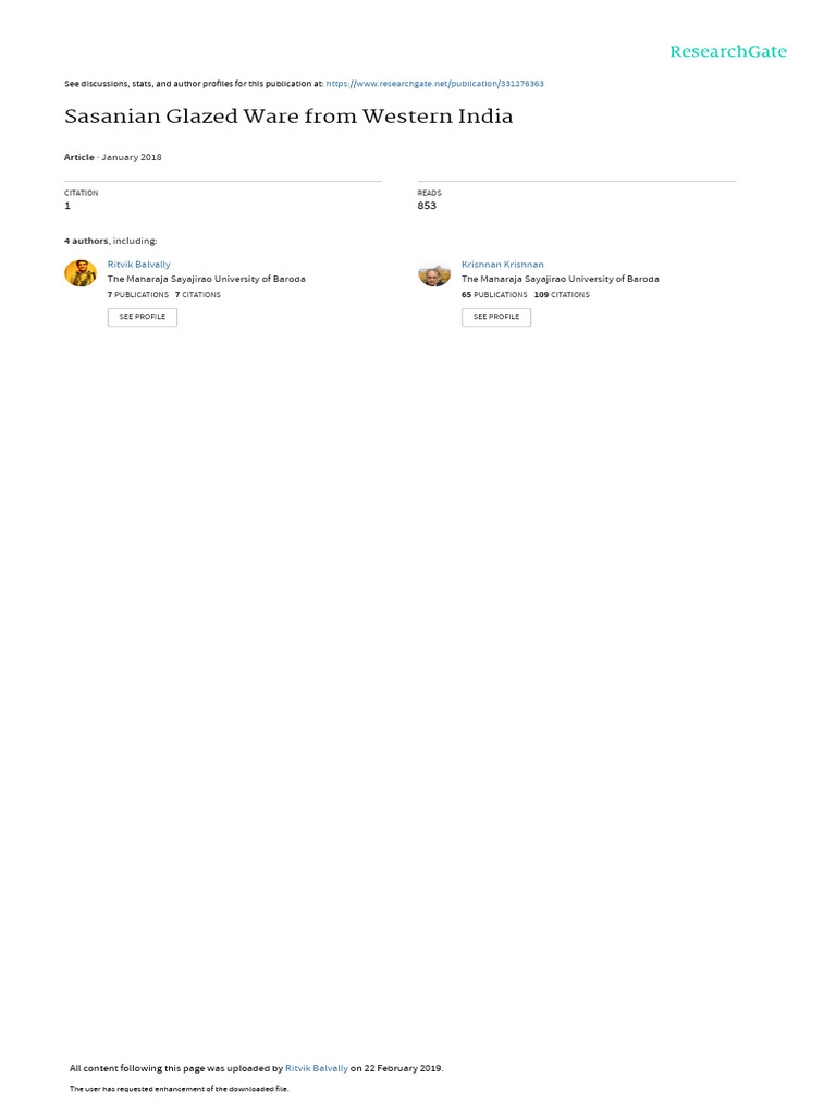 Sasanian Glazed Ware From Western India | PDF | Pottery | Calcite