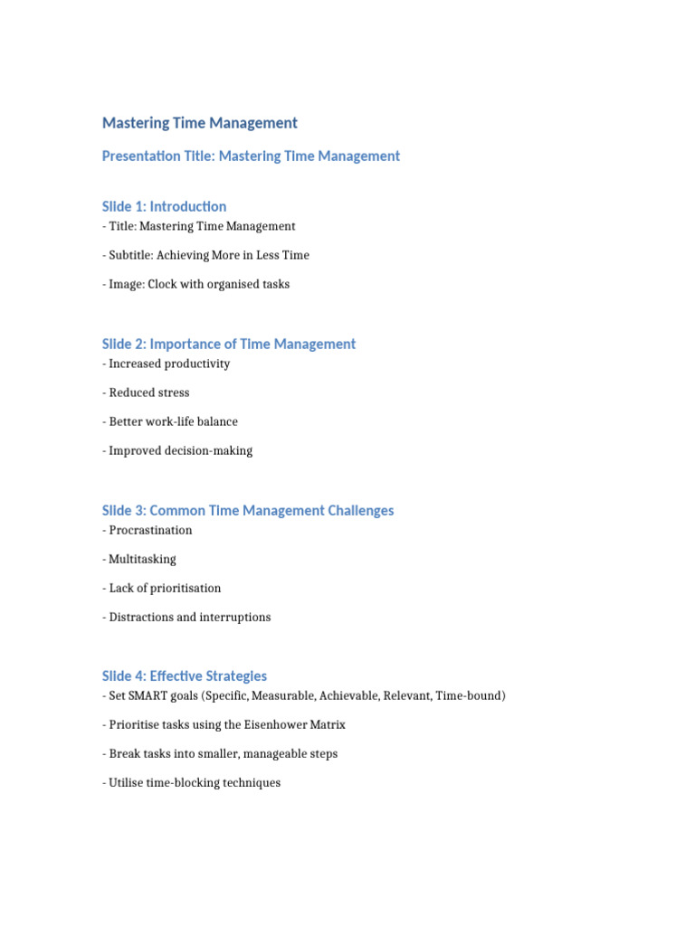 Mastering Time Management | PDF