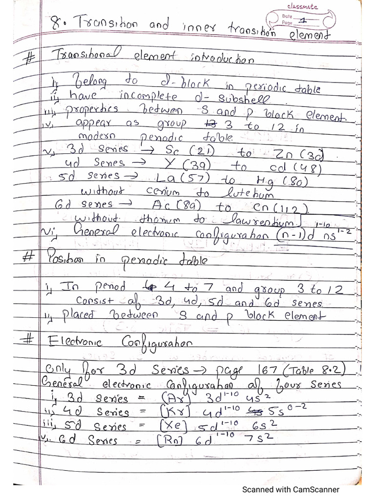 Transition and inner transition element | PDF