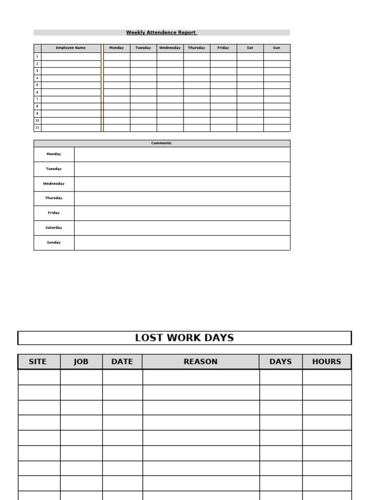 Weekly Employee Attendance Summary | PDF