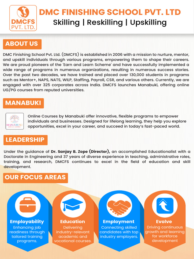DMC Finishing School: Skilling & Courses | PDF | Diploma | Bachelor's ...