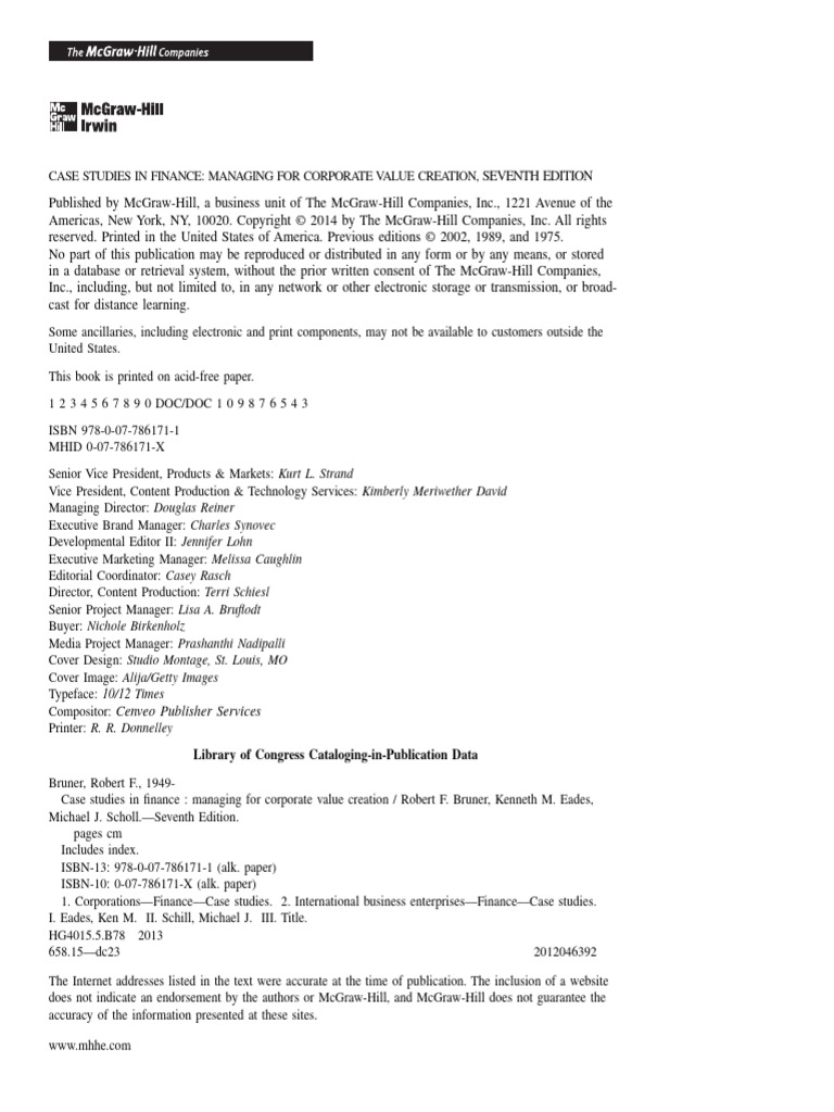 Case Studies in Finance - Managing For Corporate Value Creation (PDFDrive - Com) - Copy-5 | PDF ...