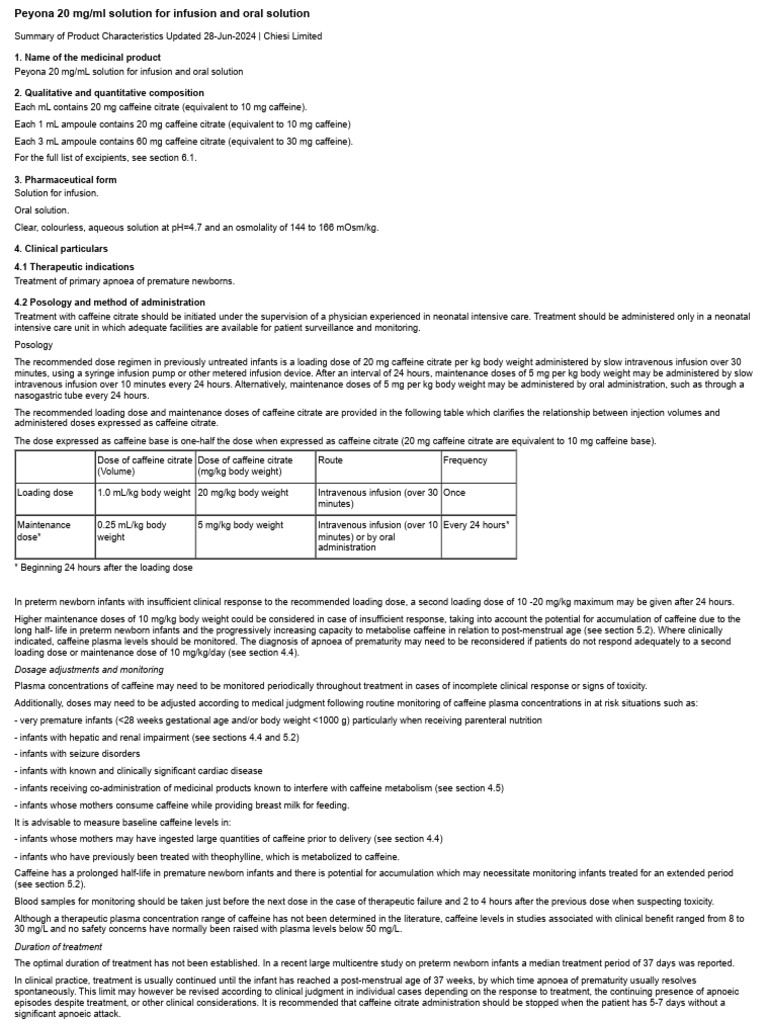 Peyona 20 MG - ML Solution For Infusion and Oral Solution - Summary of ...