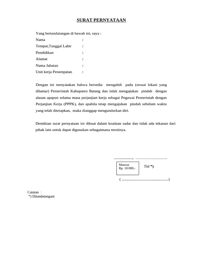 SURAT PERNYATAAN Mengabdi | PDF
