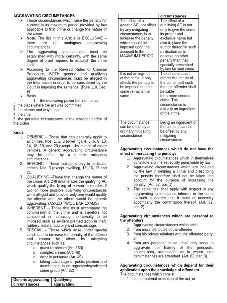 Aggravating Circumstances | PDF | Crimes | Crime & Violence