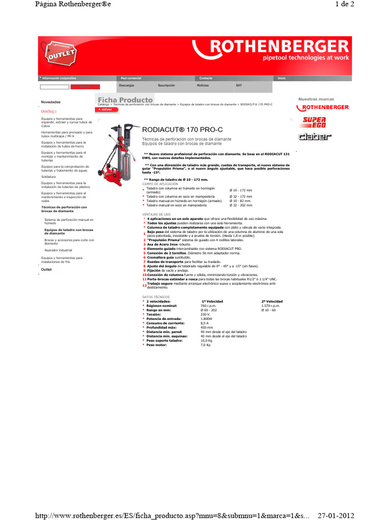 Rodiacut 170 Pro C | PDF | Perforar | Perforación