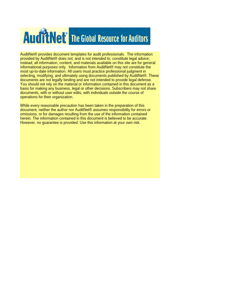 Audit Procedures Template | PDF | License | Audit