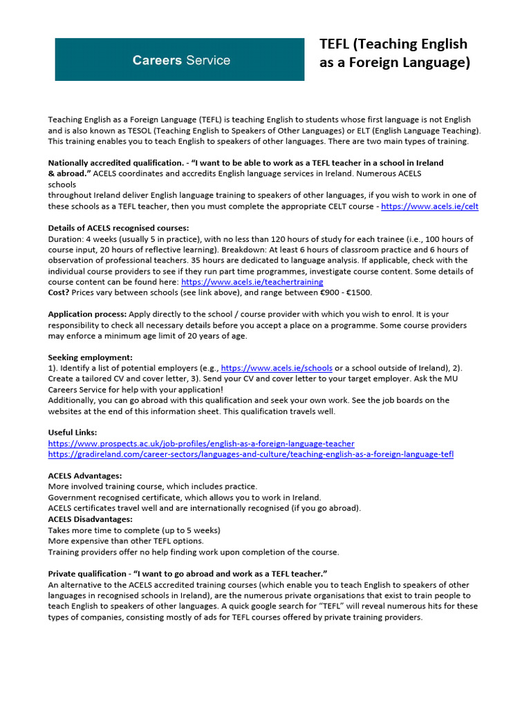 TEFL Teaching English As A Foreign Language 0 | PDF | English As A ...