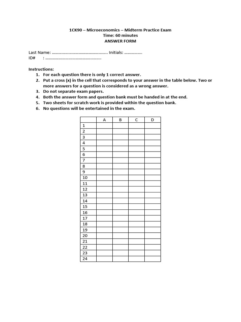 1CK90 Midterm Practice Exam | PDF | Demand | Utility