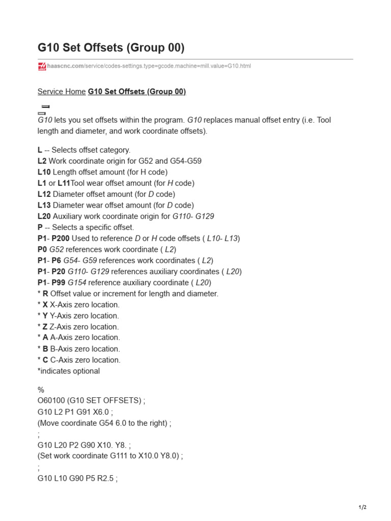 G10 Set Offsets Group 00 | PDF