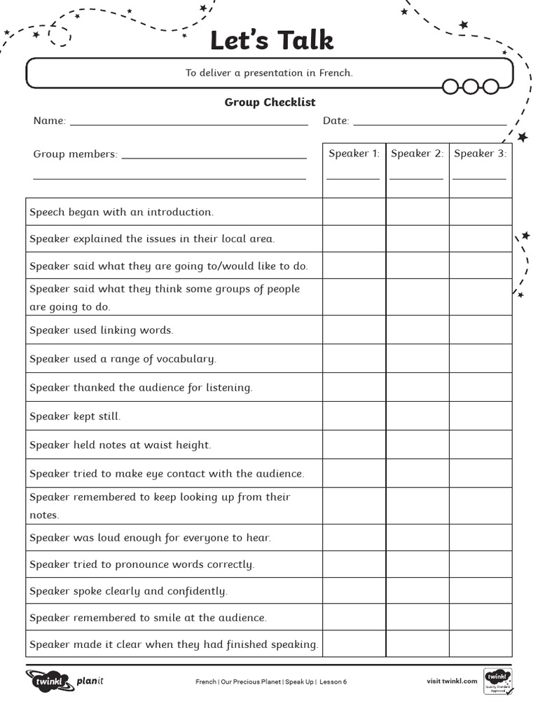 French Presentation Checklist Guide | PDF