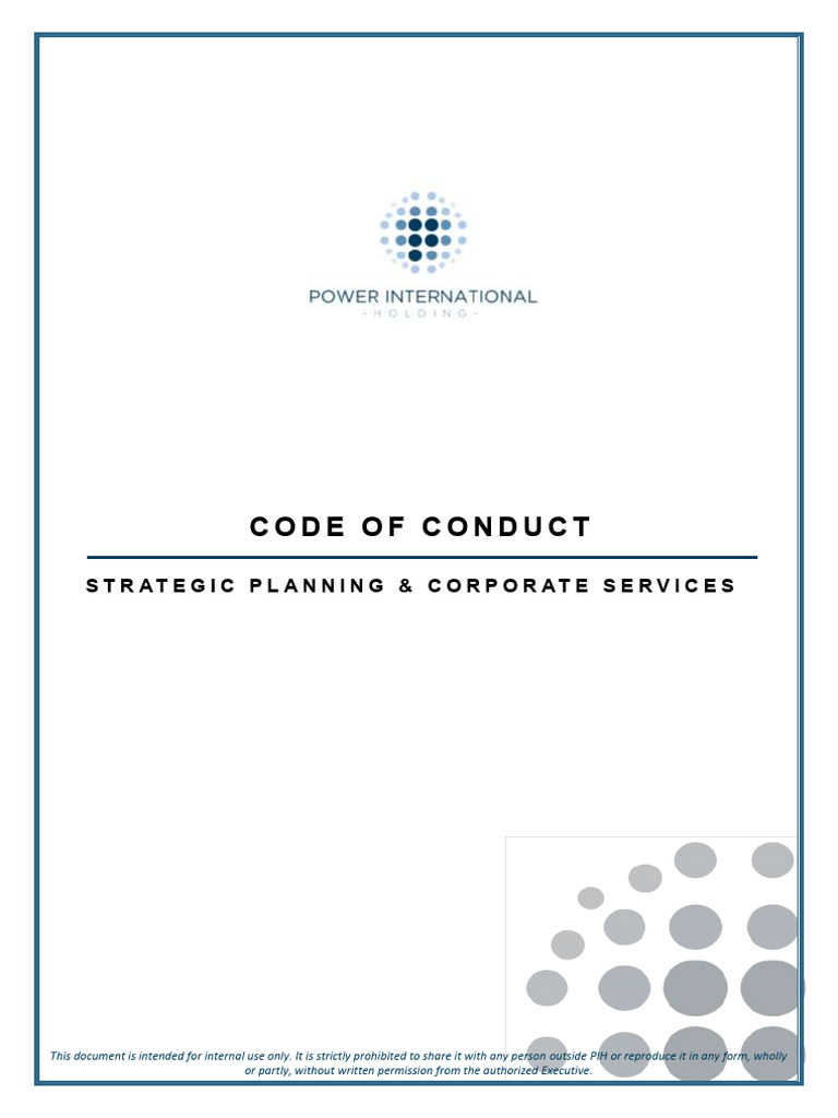 PIH POL SPCS 1001 Code of Conduct Version 00 | PDF | Harassment | Bribery