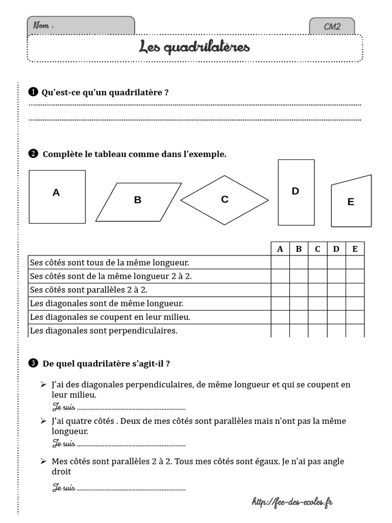 Comprendre les quadrilatères en CM2 | PDF | Rectangle | Formes géométriques