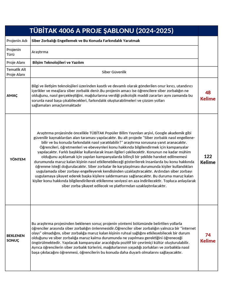 TÜBİTAK 4006 A PROJE ŞABLONU (SON) | PDF