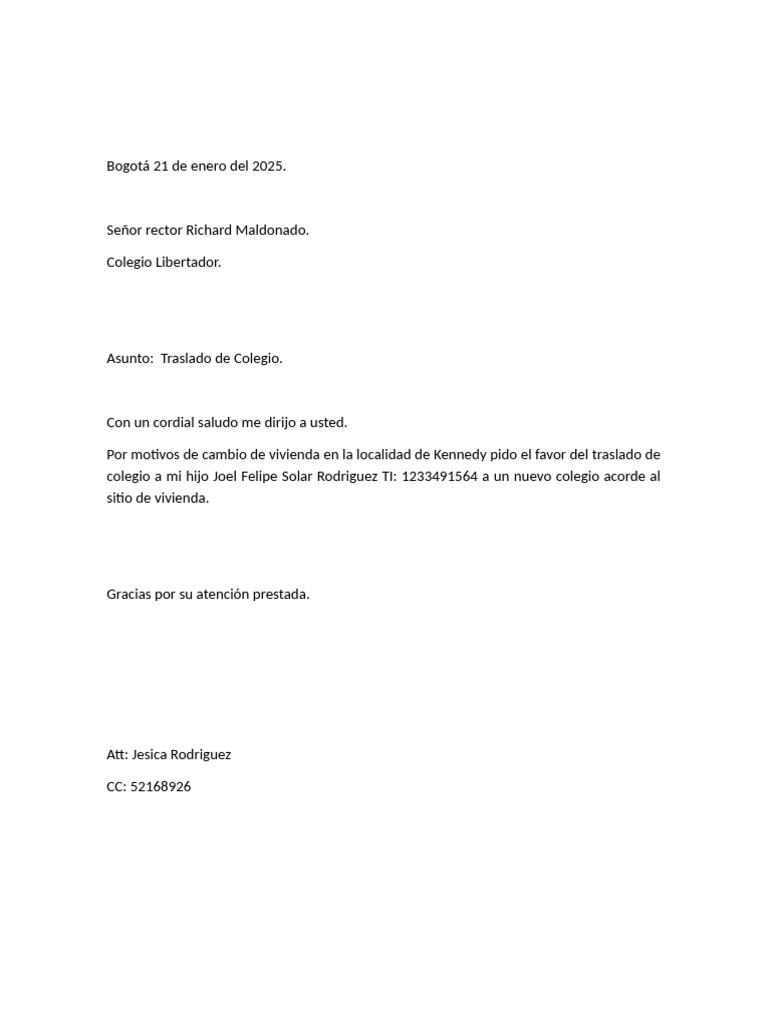 Carta Colegio de Joel | PDF