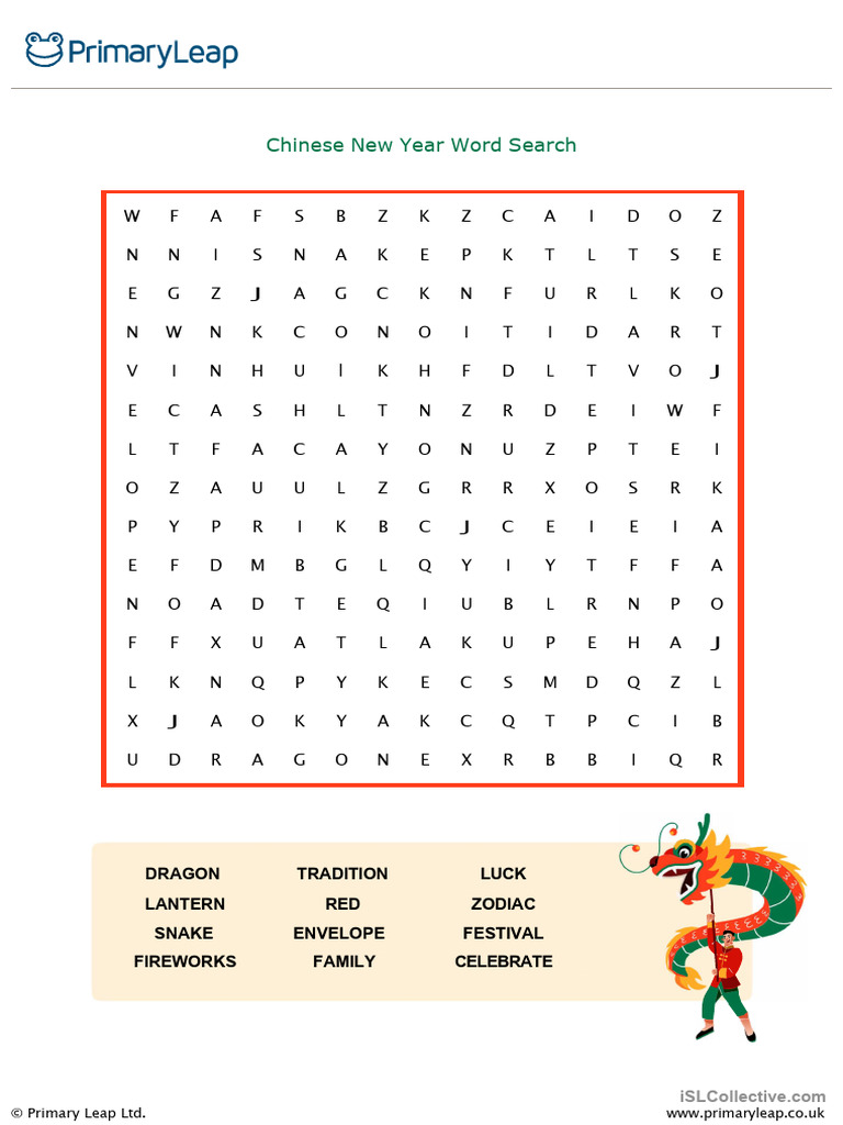 Chinese New Year Word Search | PDF