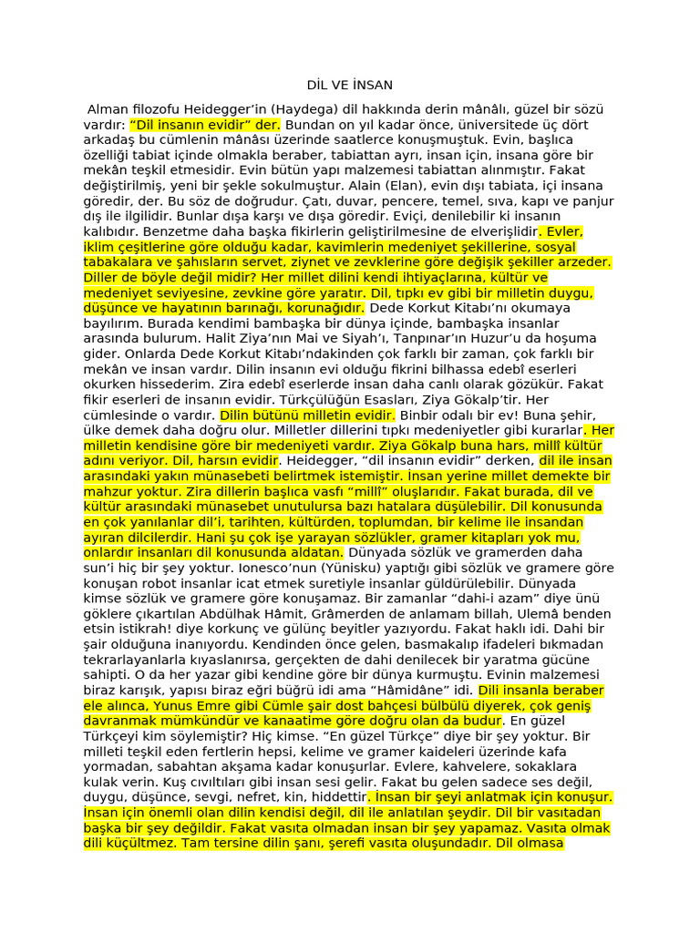 Di̇l Ve İnsan | PDF