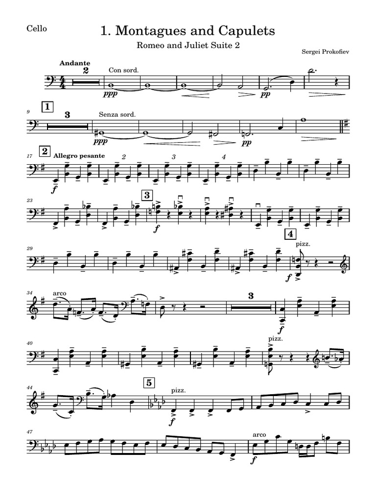 Montagues and Capulets Cello | PDF | Characters In Romeo And Juliet | Compositions