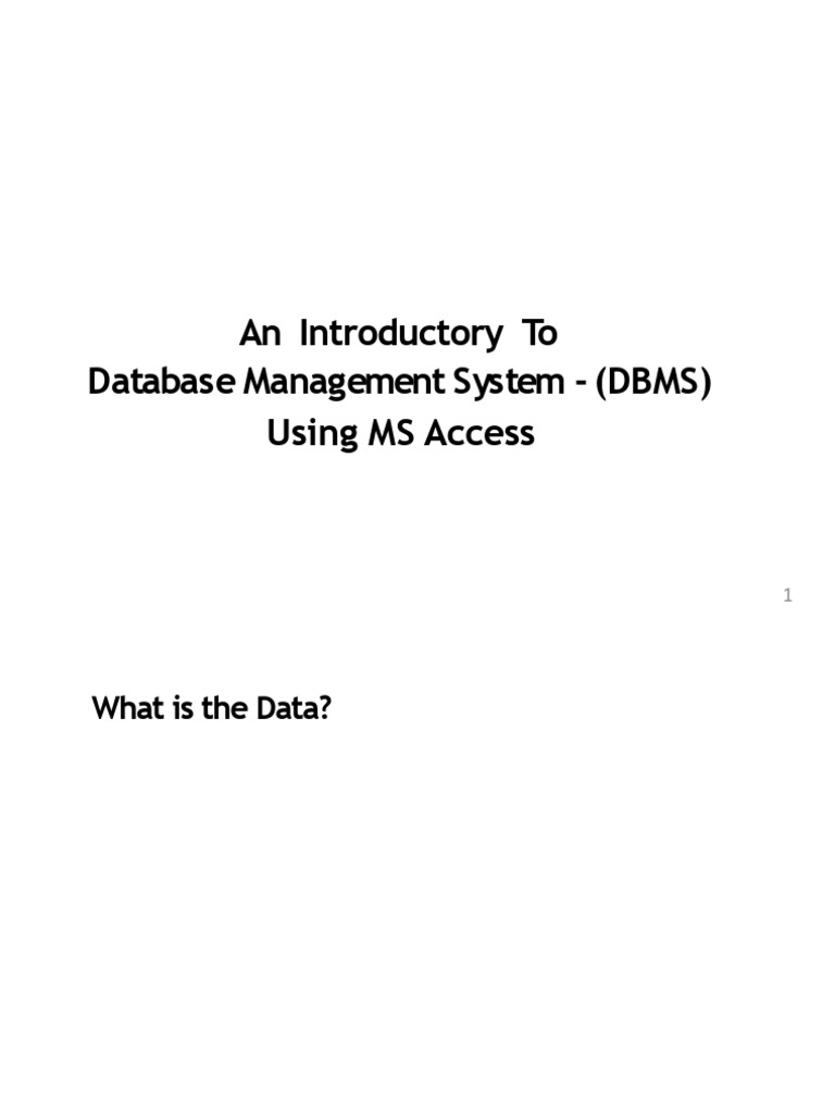 Ms. Access Database Handouts | PDF | Databases | Microsoft Access
