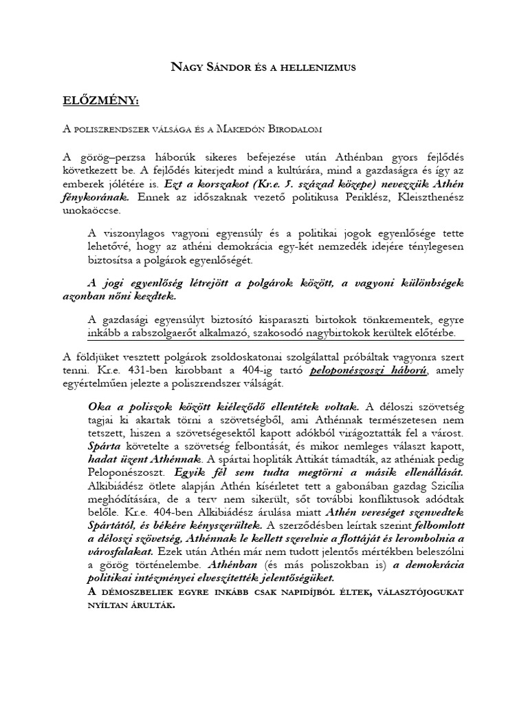 Hellenizmus - Nagy S-Ndor | PDF