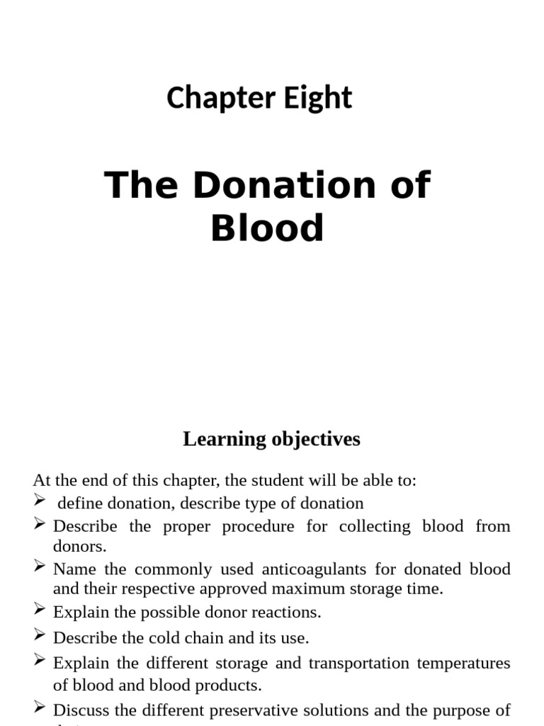 Chapter 8 - Blood Donation New | PDF | Blood Donation | Blood Transfusion
