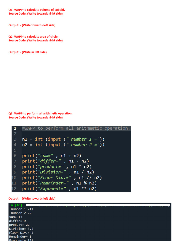 Python Programs for Basic Calculations | PDF