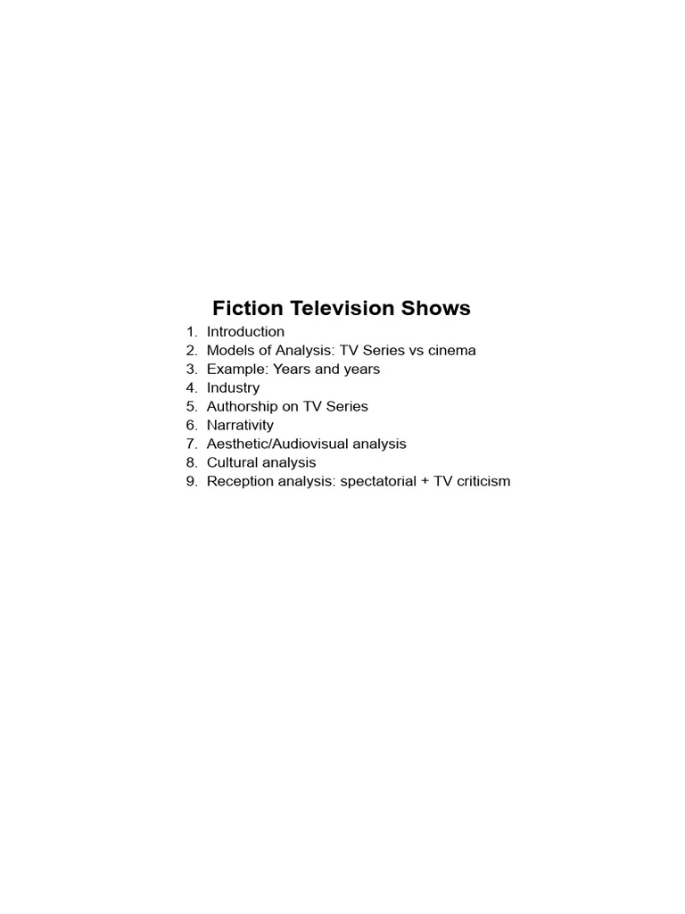 Fiction Television Shows | PDF | Author | Narrative
