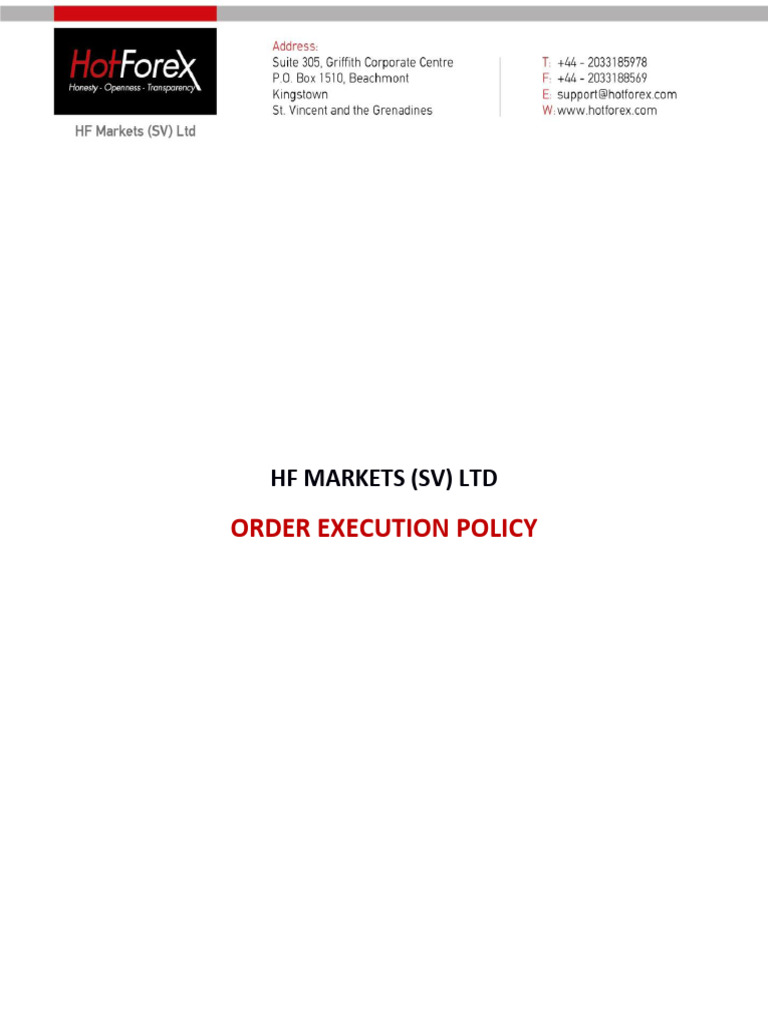 HF Markets Order Execution Policy | PDF | Contract For Difference ...