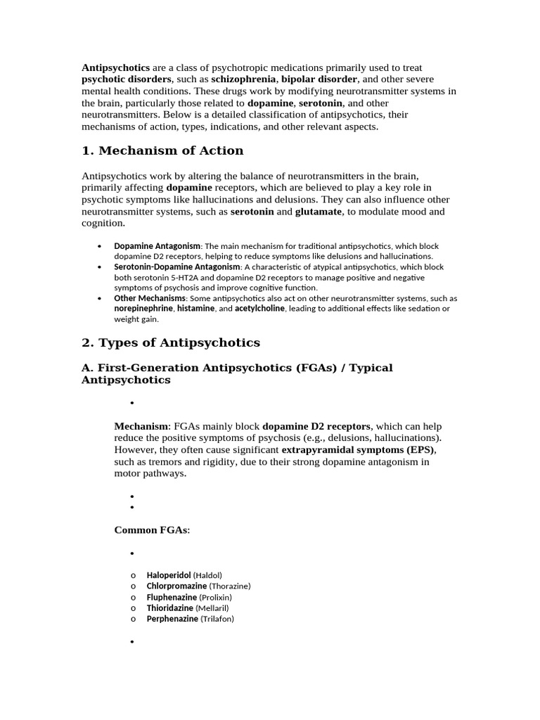 Antipsychotics Are A Class of Psychotropic Medicat | PDF ...