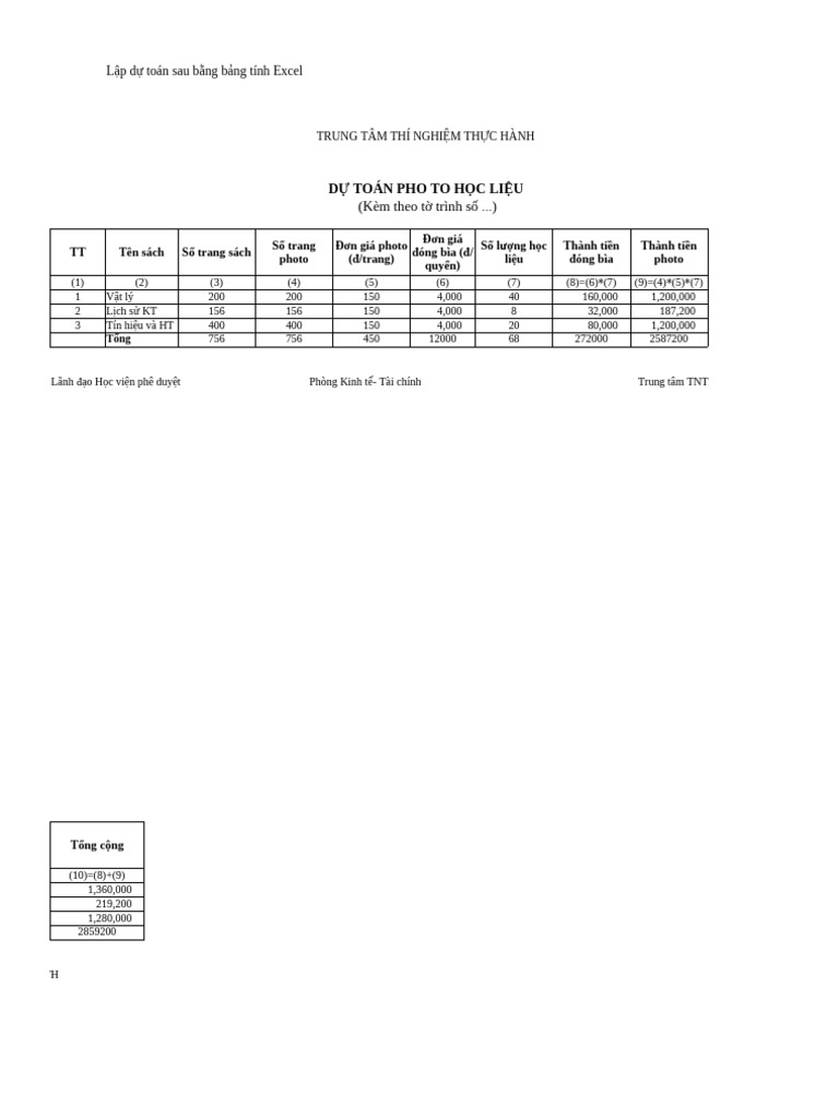 Đề bài Excel (1) | PDF