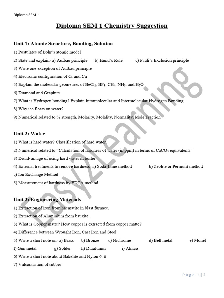 Chemistry Guide for Diploma Students | PDF | Redox | Iron