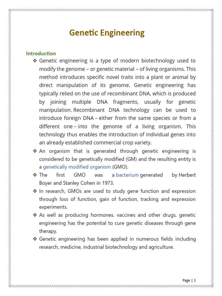 Genetic Engineering | PDF | Genetic Engineering | Molecular Cloning