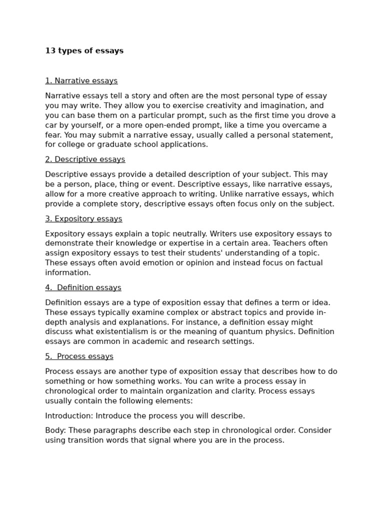 10 Types of Essays | PDF | Essays | Narrative