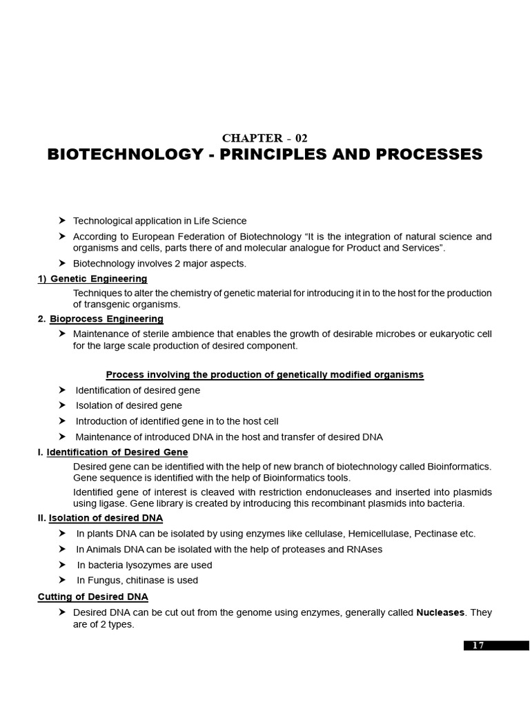 Biotechnology - Principles & Processes (Lecture Note) | PDF | Plasmid | Gel Electrophoresis