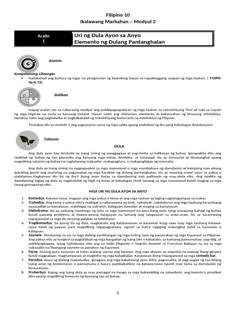 Fil10 Q2 Mod2 Dula v3-PINAIKLI | PDF