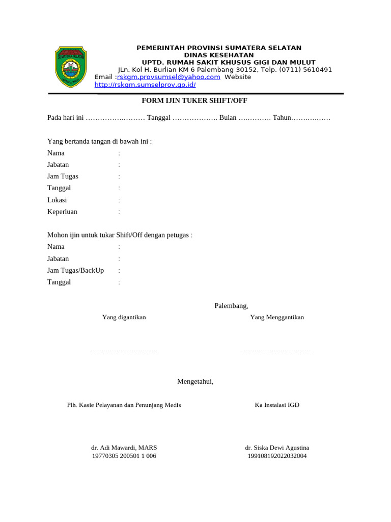 Form Izin Tukar Shift Fix Acc | PDF