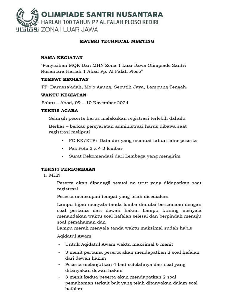 Materi Technical Meeting Luar Jawa | PDF