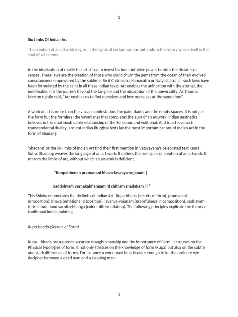 Six Limbs of Indian Art | PDF | Kama Sutra