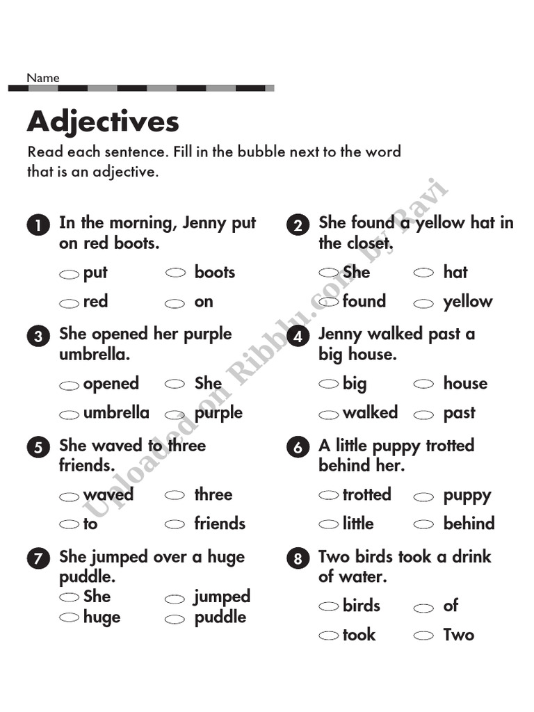 Adjectives Practice Worksheet for Class 2 English Grammar | PDF ...