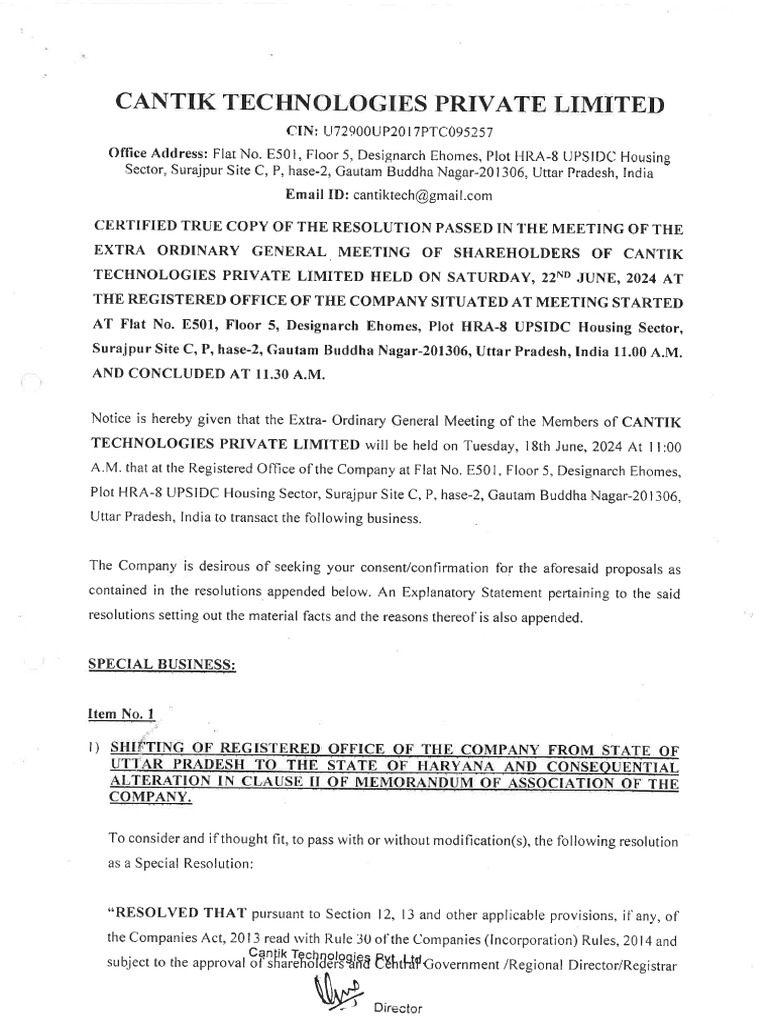 EGM RESOLUTION_CANTIK | PDF