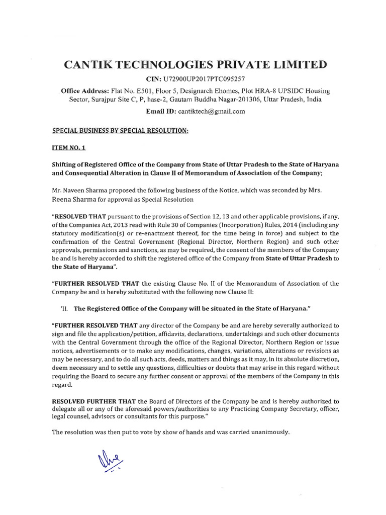 Minutes of Egm | PDF